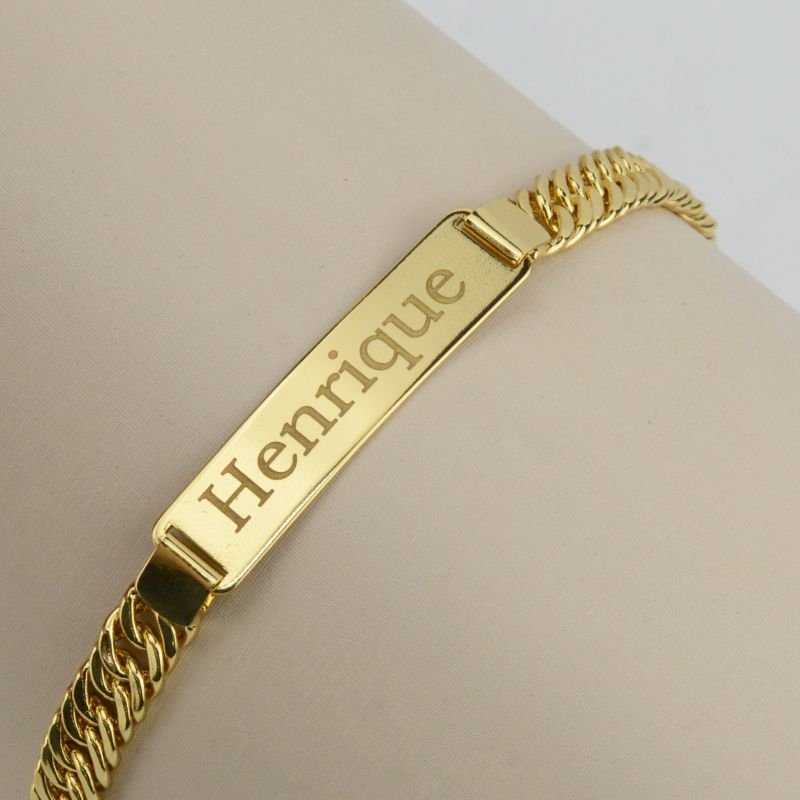 Pulseira Grumet Dupla 8mm Oca com Chapa Personalizada com Gravação a Laser